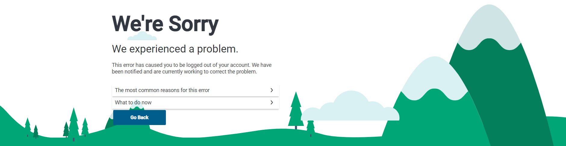 ProWeb: We're Sorry - We experienced a problem – Support